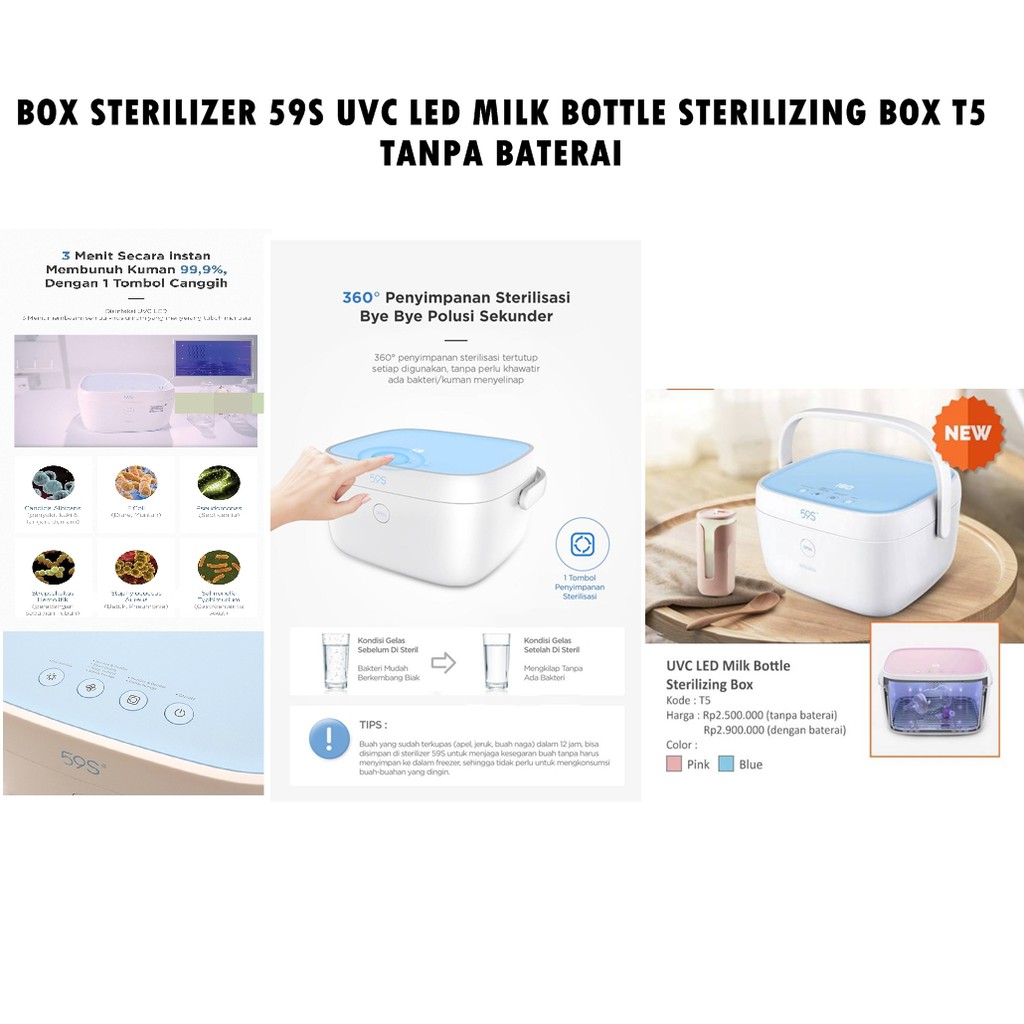 Jual BOX STERILIZER 59S UVC LED MILK BOTTLE STERILIZING BOX T5 TANPA BATERAI | Shopee Indonesia