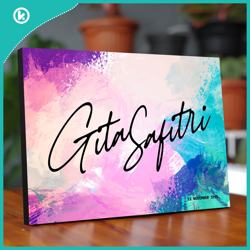 Jual CUSTOM NAMA POSTER KAYU - MINIMALIS WATERCOLOR | KADO UNIK | WALL ...