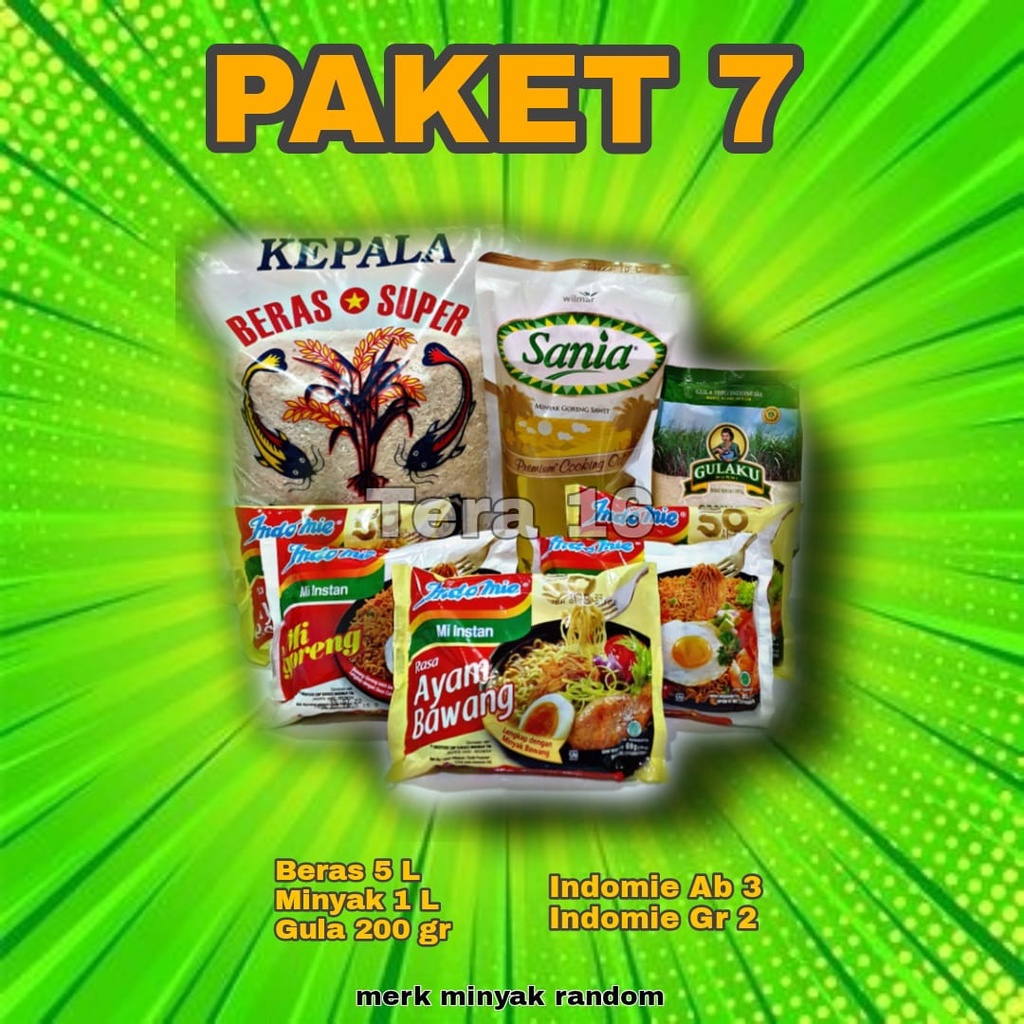 Jual paket 7 beras minyak gula indomie paket sembako paket lebaran ...