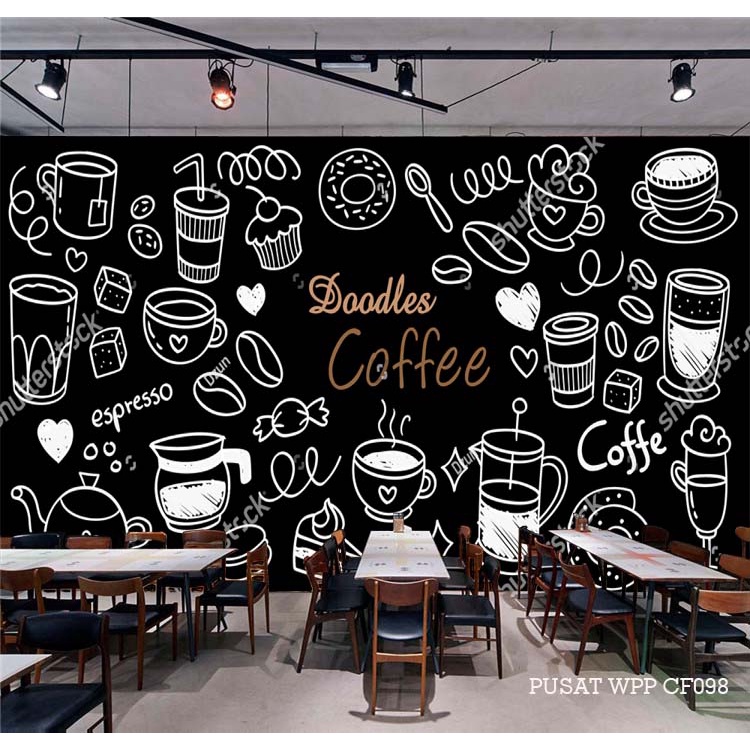 Jual 3D Wallpaper Custom Dinding Cafe Ruang Makan/ Coffee Shop | Shopee ...