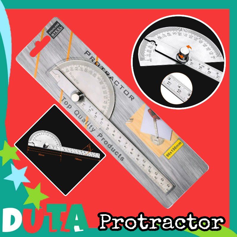 Jual Penggaris Busur Derajat 180⁰ Stainless steel Pengukur Sudut ...