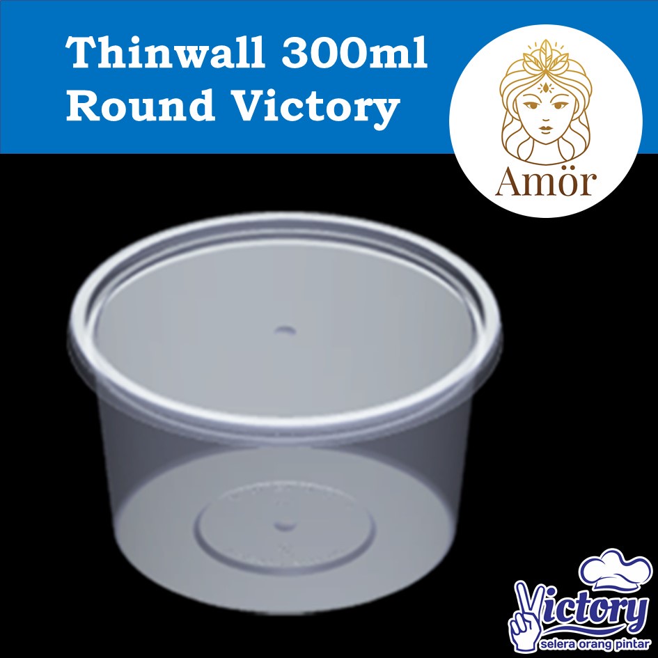 Jual Thinwall round bowl 300ml victory / kotak makan bekal plastik bundar bulat mangkok mangkuk ...
