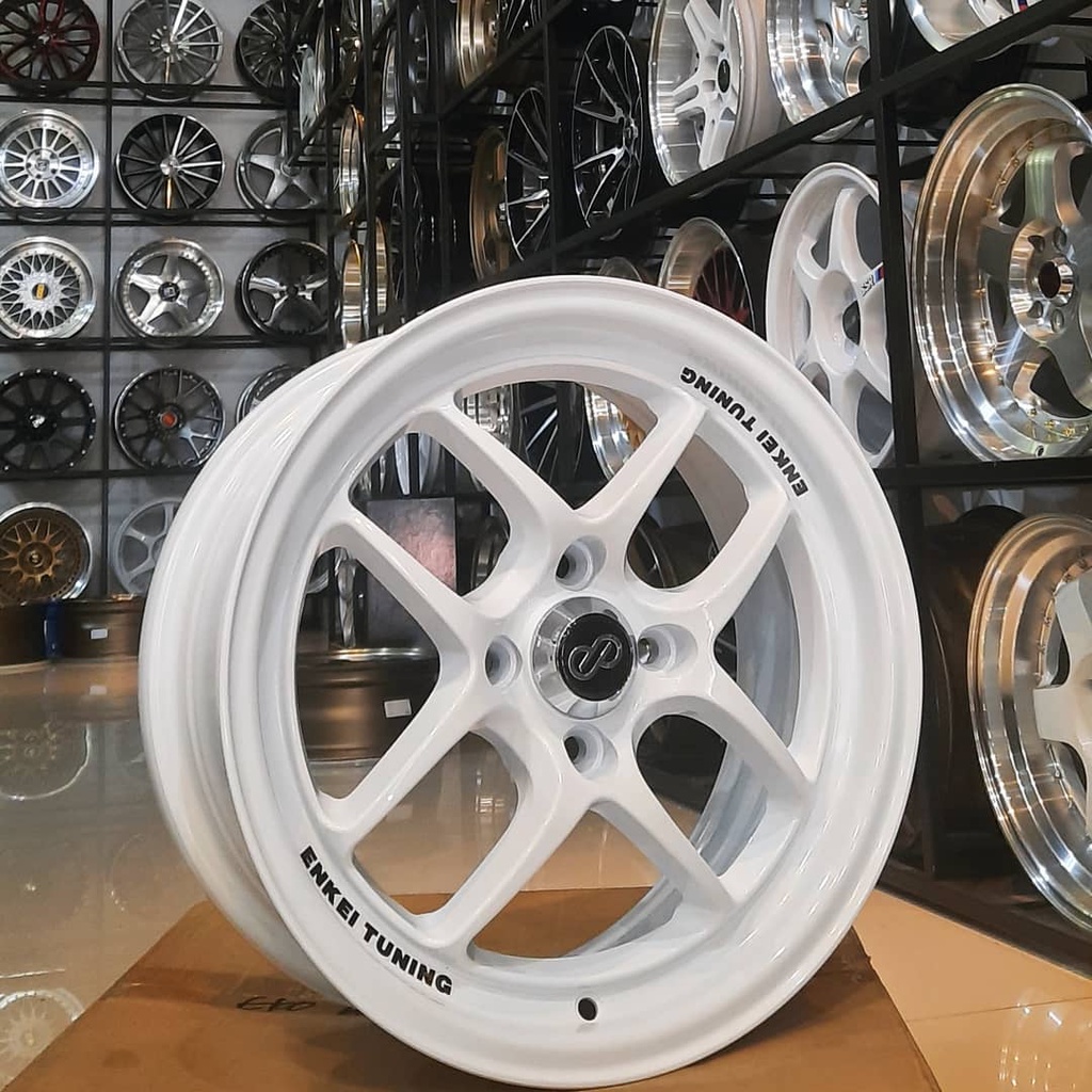 Jual velg racing ENKEI TUNING ring 15 Pcd 4x100 putih velg mobil R15 brio,agya,jazz | Shopee ...