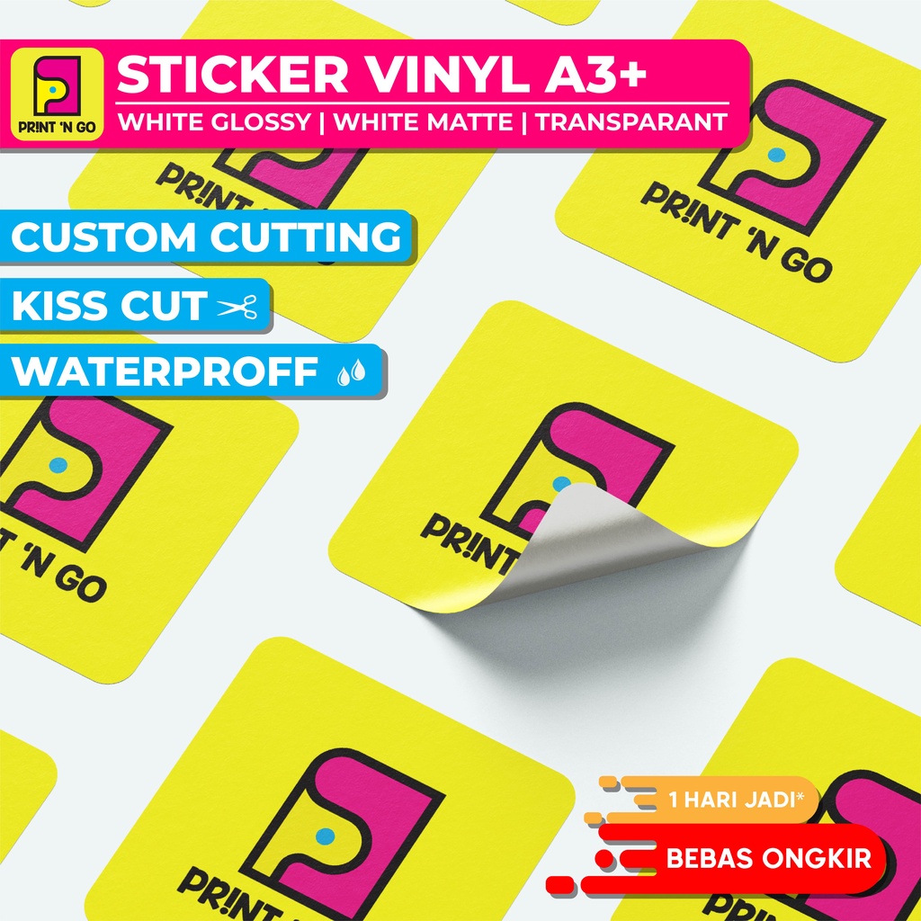 Jual Cetak Stiker Label Waterproff A3+ Kiss Cut Vinyl White ...