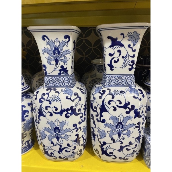 Jual Vas bunga Keramik biru putih tinggi 40 cm | Shopee Indonesia