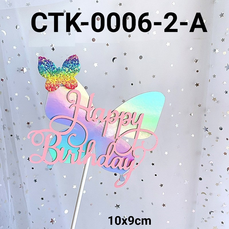 Jual GR-CTK-0006 Topper kertas hiasan kue happy birthday ekor duyung kupu yamama baking | Shopee ...