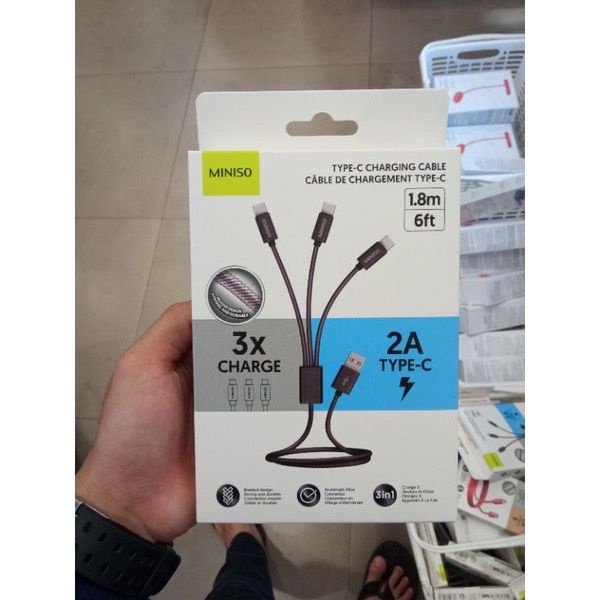 Jual Miniso Kabel Data Type C, 3 in 1, Durable 1.8m 2A | Shopee Indonesia