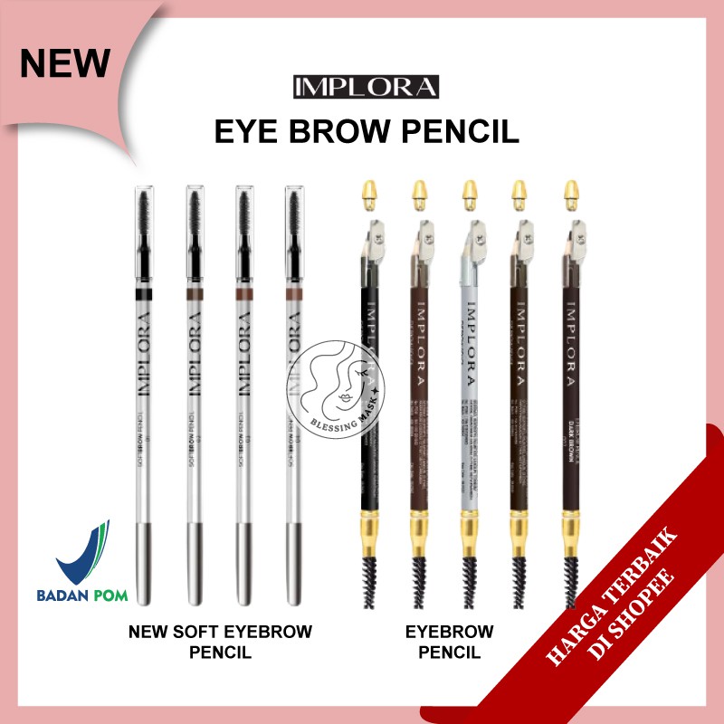 Jual IMPLORA Eyebrow Pencil 2 IN 1 | SOFT EYE BROW ( PENSIL + SERUTAN ...
