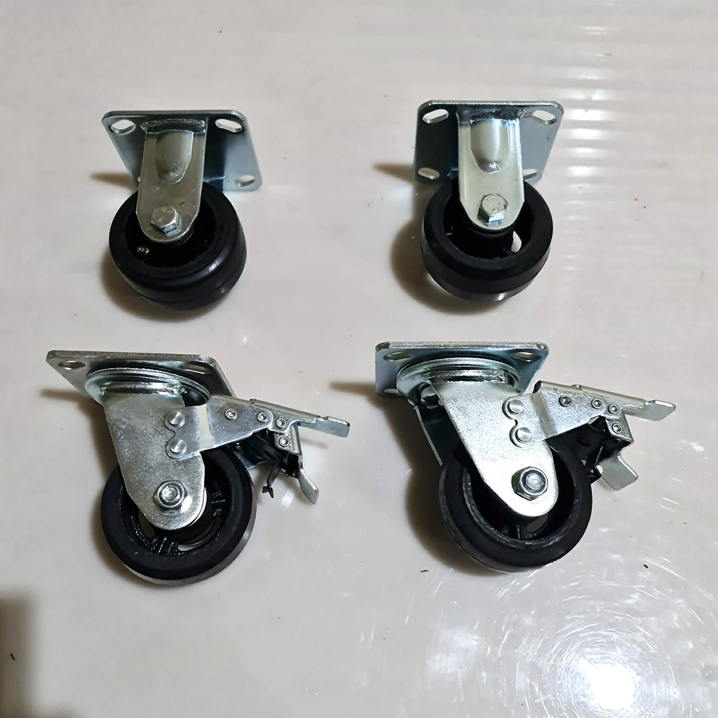 Jual Roda Troley Karet HD/ Heavy Duty 4" ( Rem/mati) | Shopee Indonesia
