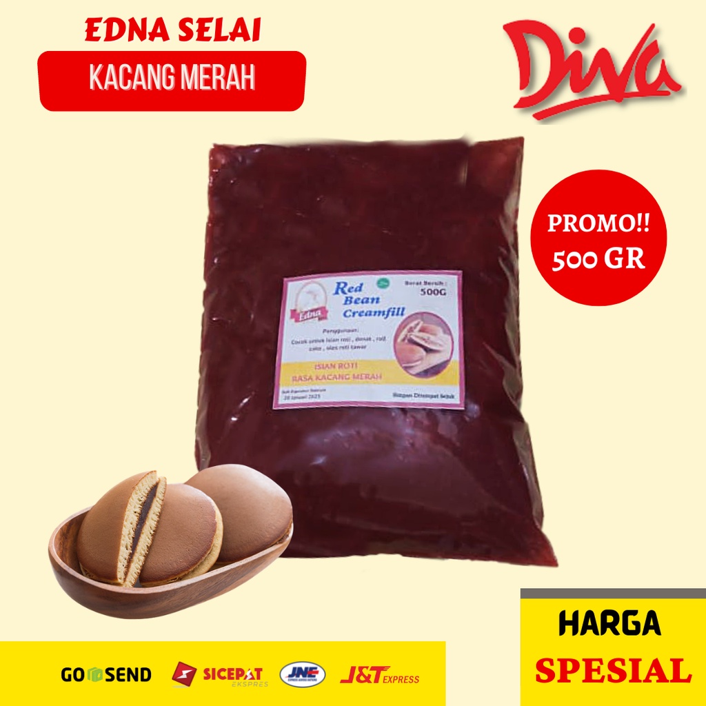 Jual PROMO !! [ 500GR ] EDNA SELAI KACANG MERAH | RED BEAN CREAMFILL ...