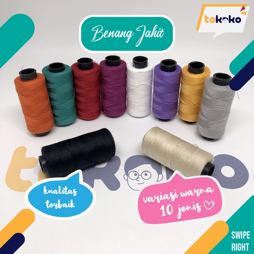 Jual Benang Jahit Katun Polyester 500 Yard Import Taiwan Aneka Warna ...