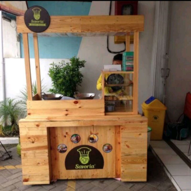 Jual Booth kayu jati Belanda murah gerobak jualan gerobak bakso ...
