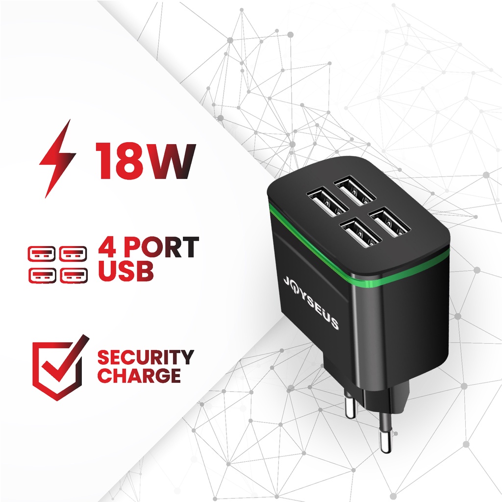 Jual Charger Travel Adaptor Colokan USB 4 Ports Charging JOYSEUS JM ...