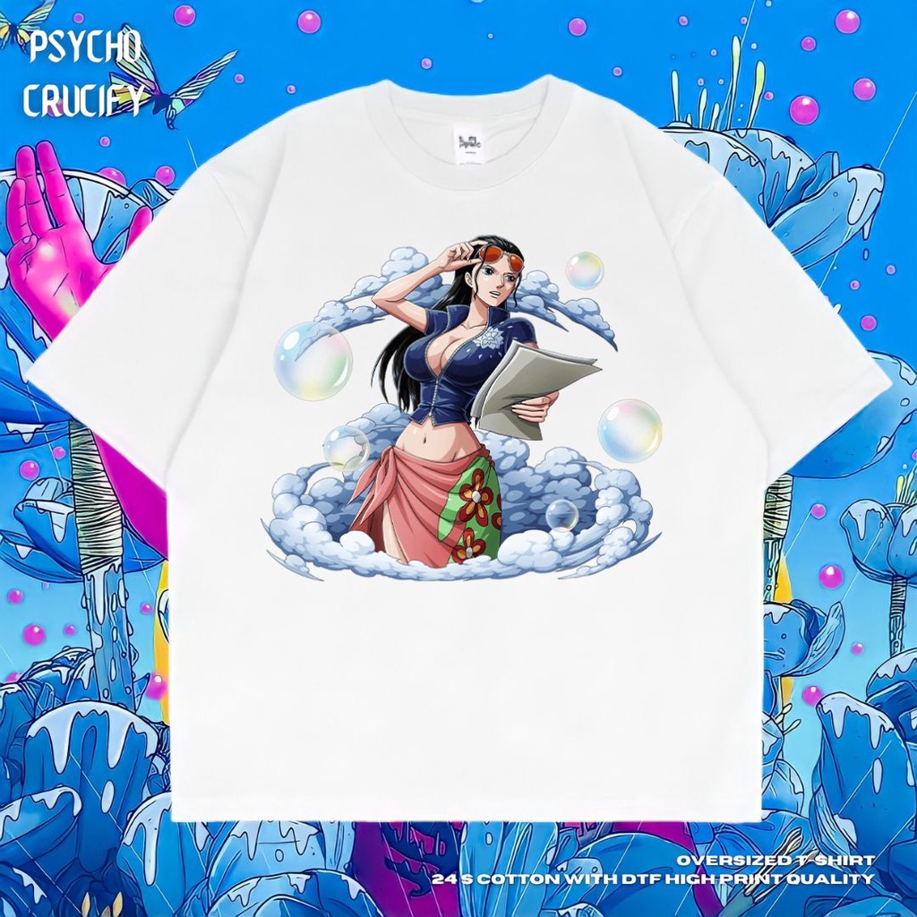 Jual Psycho Crucify "Nico Robin" Oversized T-Shirt | White | Kaos One ...