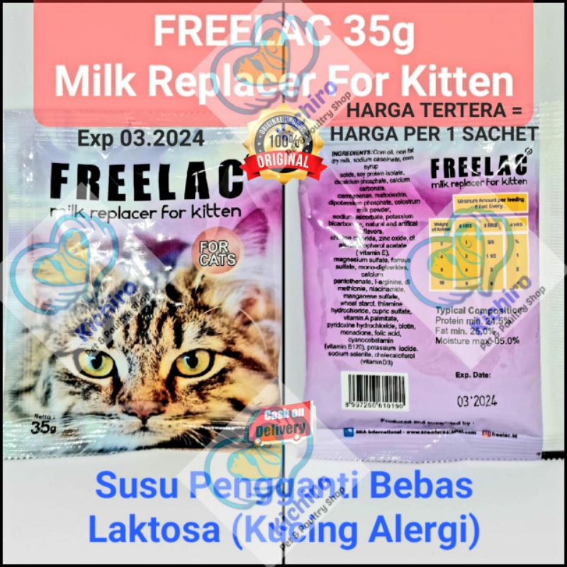 Jual FREELAC Sachet 35 gram Milk Replacer Kitten Susu Pengganti Anak ...