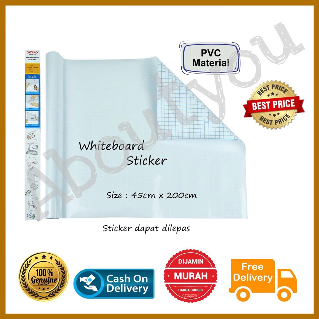 Jual Sticker White Board Stiker Papan Tulis Tempel Putih Joyko ...
