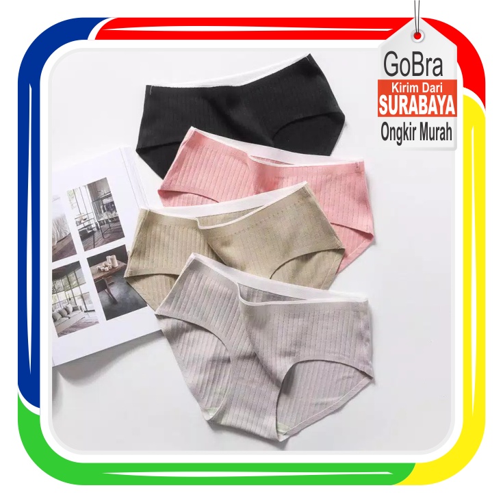 Jual Gobra ♕ PW053 Celana Dalam Brief Wanita Model Seamless dan Mid-Waist dengan Bahan Katun COD ...