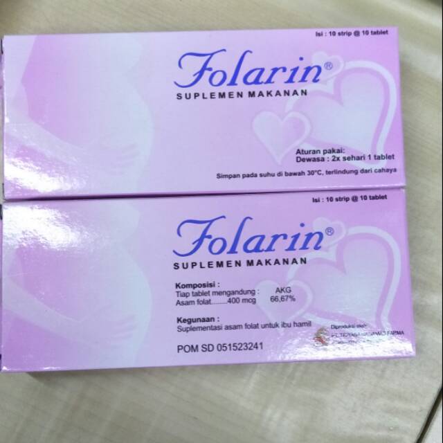 Jual Folarin (asam folat 400mcg) isi 100 tablet | Shopee Indonesia