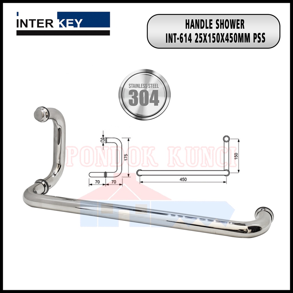 Jual Gagang Handle Pintu Kaca Shower INTERKEY SUS 304 | Shopee Indonesia