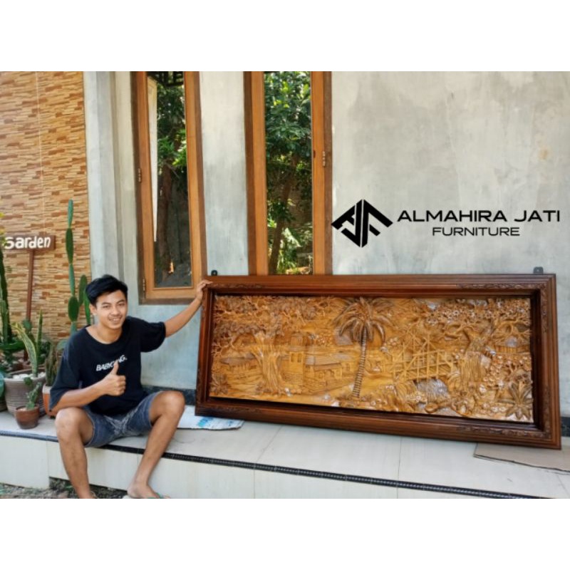 Jual Hiasan Dinding Ukiran Relief Kayu Jati Perhutani | Shopee Indonesia