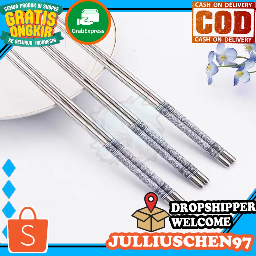 Jual JJ CHEN Pasang Sumpit Stainless Steel / SUMPIT KOREA / Bahan ...