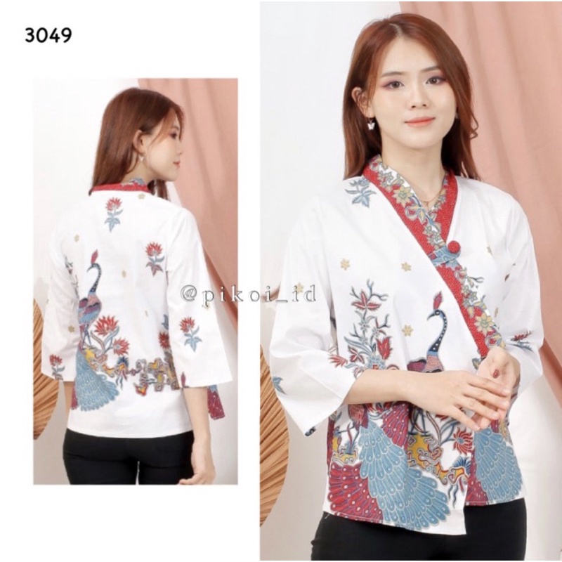 Jual Batik wanita / atasan batik wanita / baju batik kimono wanita modern / seragam kerja kantor ...
