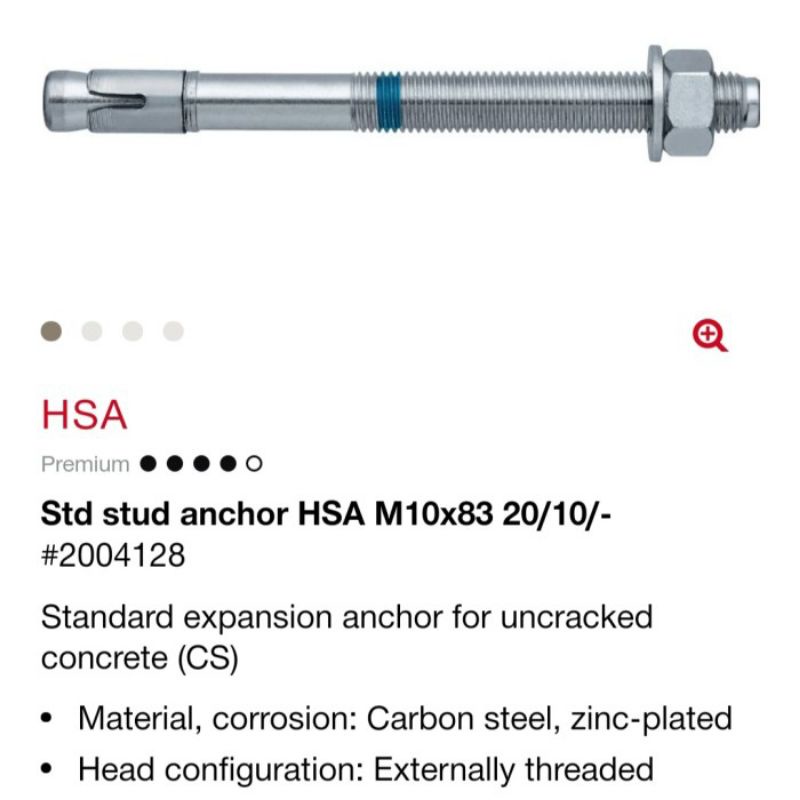 Jual Hilti DYNABOLT HSA M10 X 83mm (51 pcs ) | Shopee Indonesia