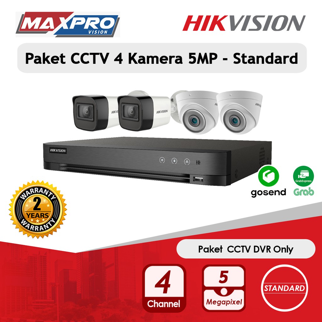 Jual PAKET CCTV 4 CAMERA 5MP STANDARD HIKVISION - CCTV DVR ONLY ...