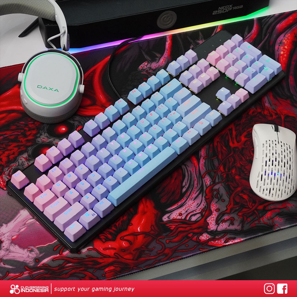 Jual Keycaps CLV Rainbow Gradient - PBT Double Shot 104 Keycap Set ...