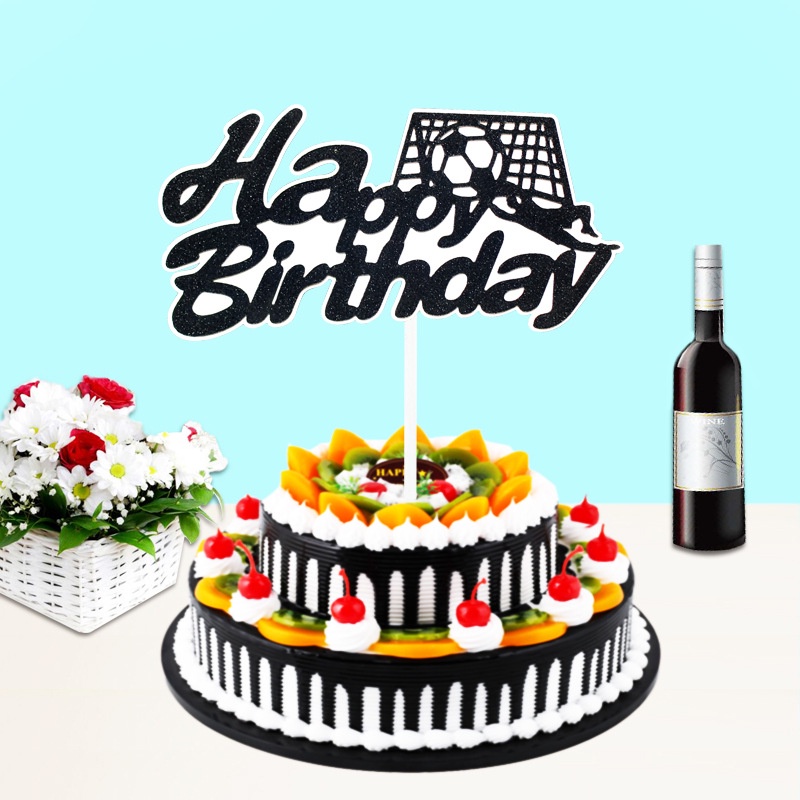 Jual Cake Topper / Topper Kue HBD / Happy Birthday Sepakbola / Basket ...