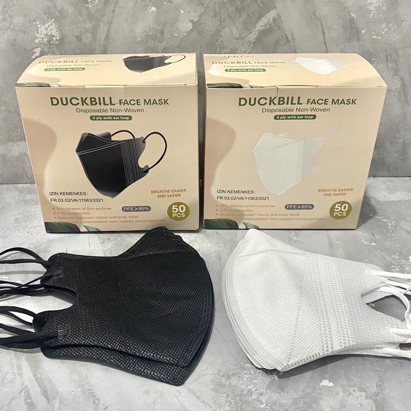 Jual (PAP) MASKER DUCKBILL HITAM PUTIH MASKER FACE MASK DUCKBILL 1 BOX ...