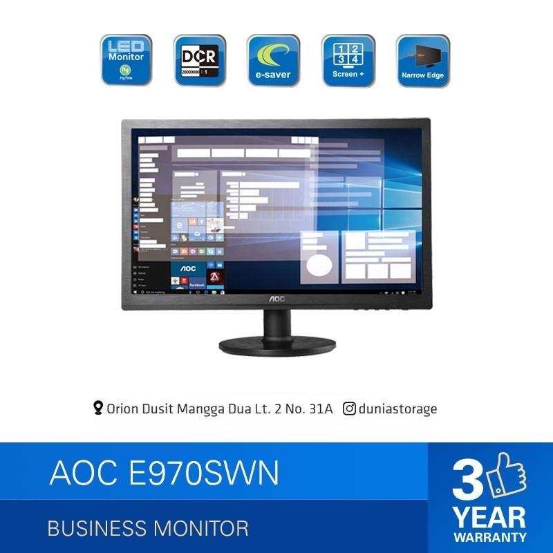 Jual AOC E970SWN 19 Inch Monitor - HD 60Hz VGA | Shopee Indonesia