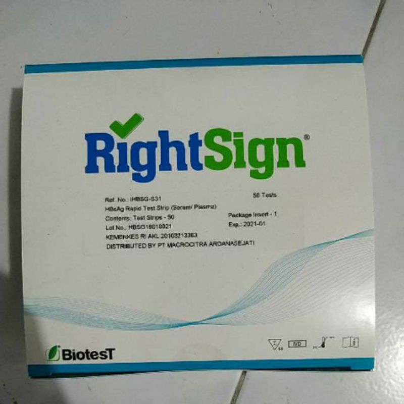 Jual Right Sign / Hbsag Strip / Alat Tes Hbsag Strip / Hbsag Celup ...