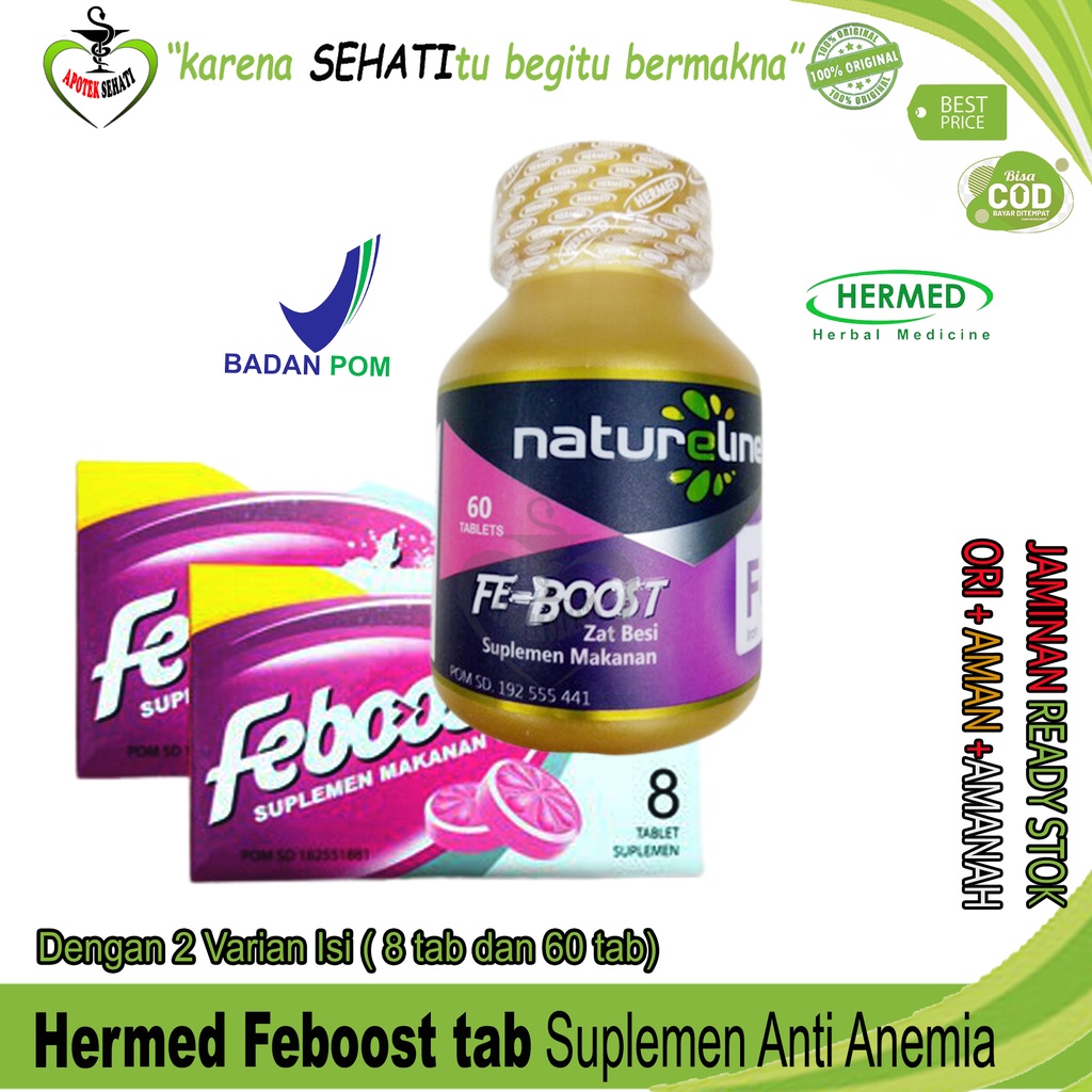 Jual Natureline Feboost tab Suplemen Zat Besi Anti Anemia BPOM Fe Boost ...