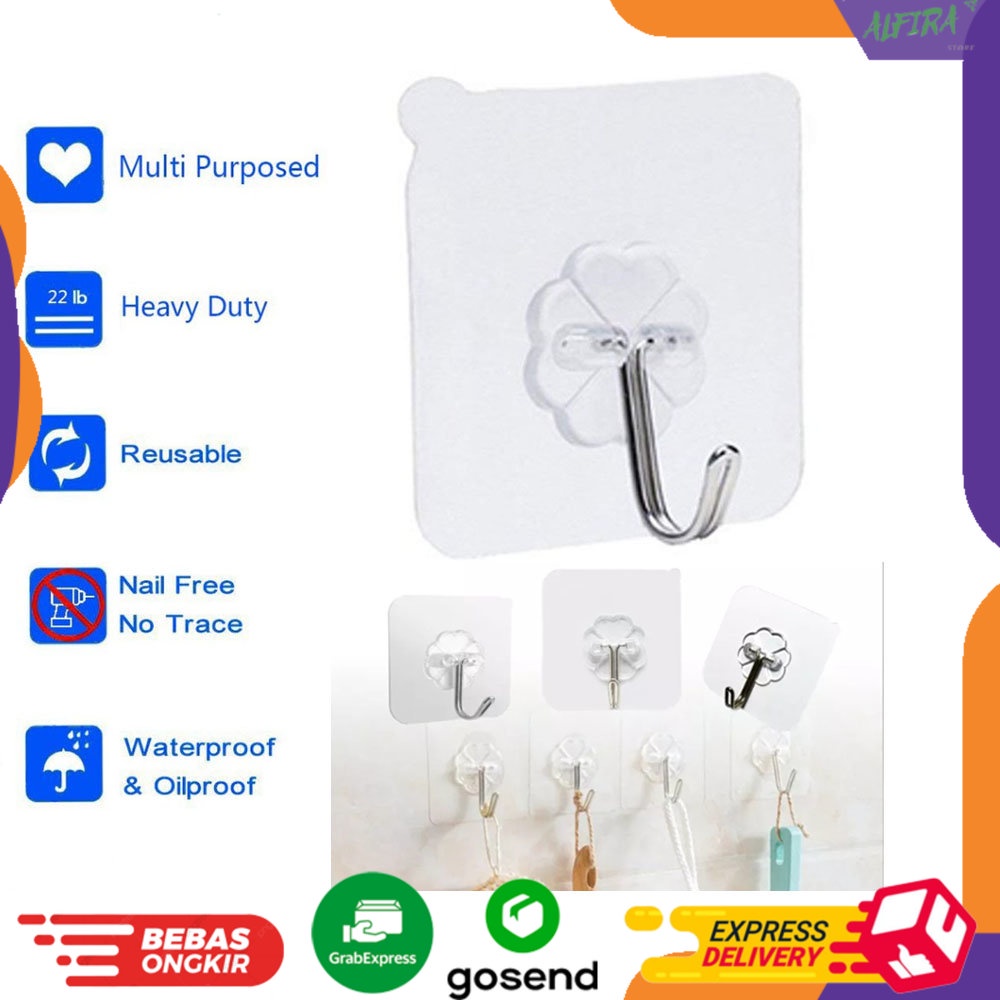 Jual Gantungan Hook Tempel Transparant Serbaguna Gantungan Magic Hanger ...