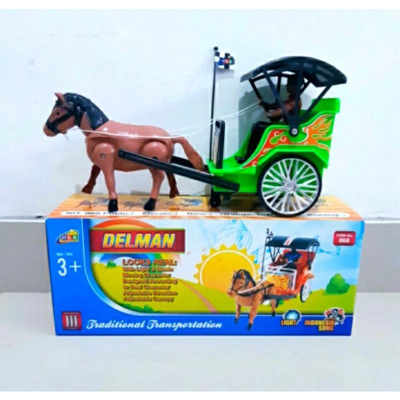 Jual Mainan Anak Kuda Delman Musik Mainan Kuda Delman Pak Kusir Delman ...