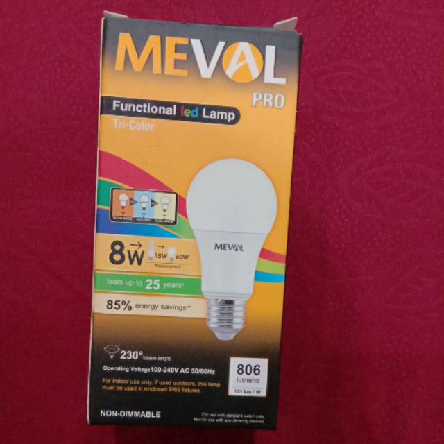 Jual Meval Lampu LED Bulb Tricolour 8Watt | Shopee Indonesia