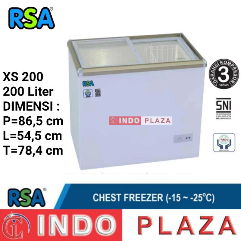 Jual CHEST FREEZER / SLIDING GLASS FREEZER RSA XS200 200 Liter | Shopee ...