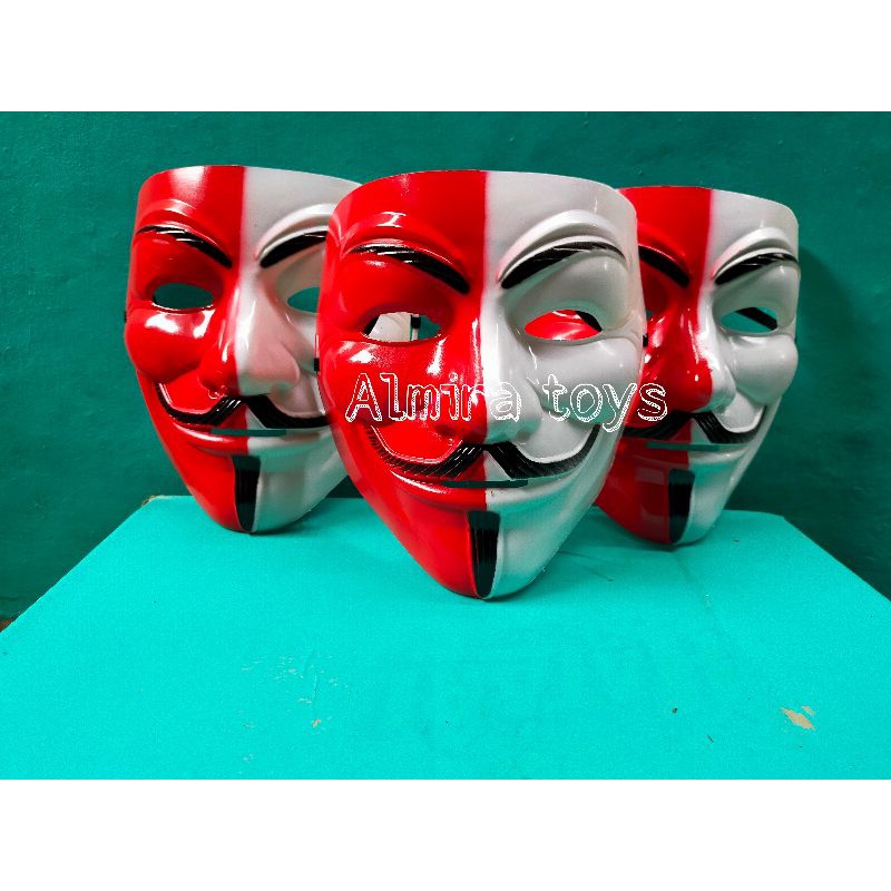 Jual Topeng hacker merah putih/topeng anonymous merah putih | Shopee ...