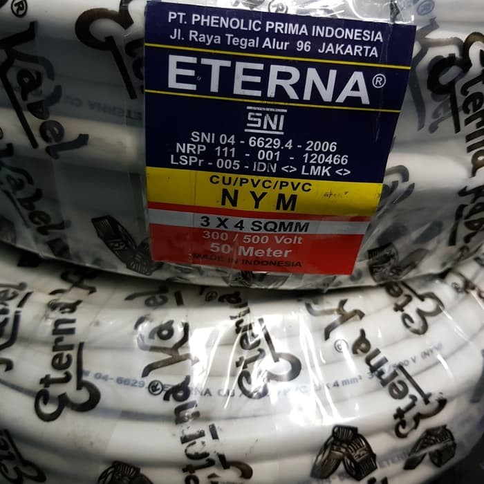 Jual Kabel Eterna NYM 3x4 @50m putih tunggal kawat | Shopee Indonesia