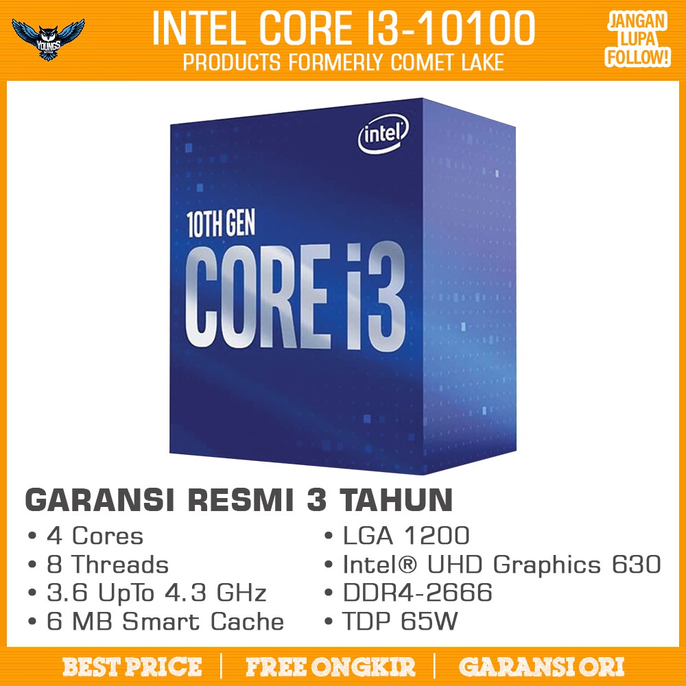 Jual INTEL CORE I3 10100 3.6GHz UpTo 4.3GHz LGA1200 4C 8T BOX CPU ...