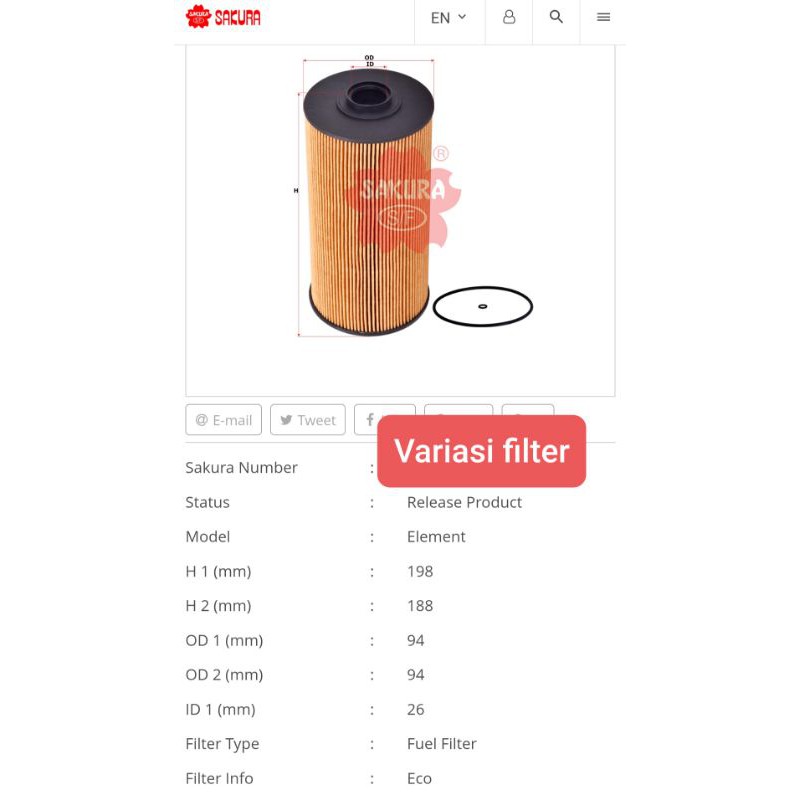 Jual Fuel Filter / filter solar Fuso FN62F KM005035 | Shopee Indonesia