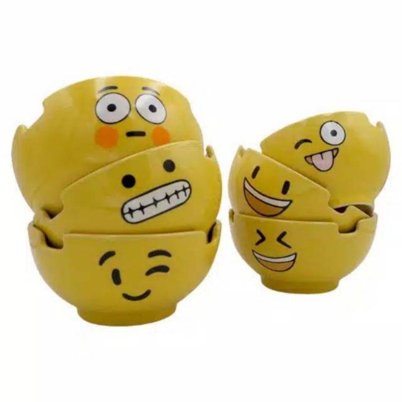 Jual mangkok unik emotikon kuning/mangkok emoji unik/mangkok cantik ...