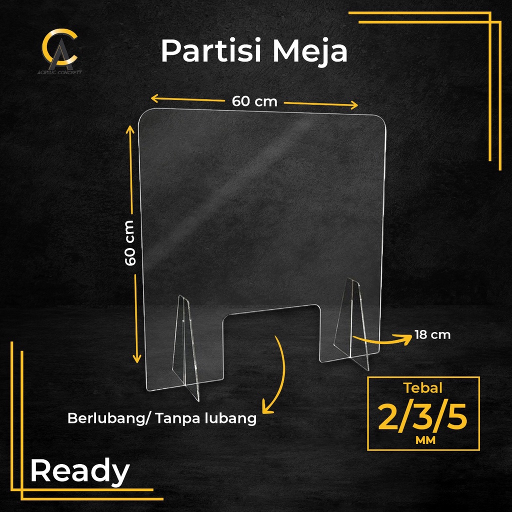Jual Partisi Meja Akrilik 1 Sisi (60x60) / Partisi Meja Acrylic ...