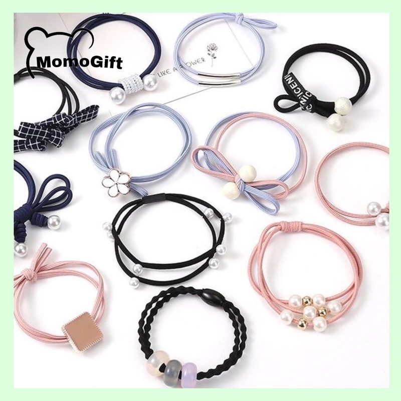 Jual Ikat rambut 12 in 1 Korea Style Ikat Rambut Elastis Warna Warni ...