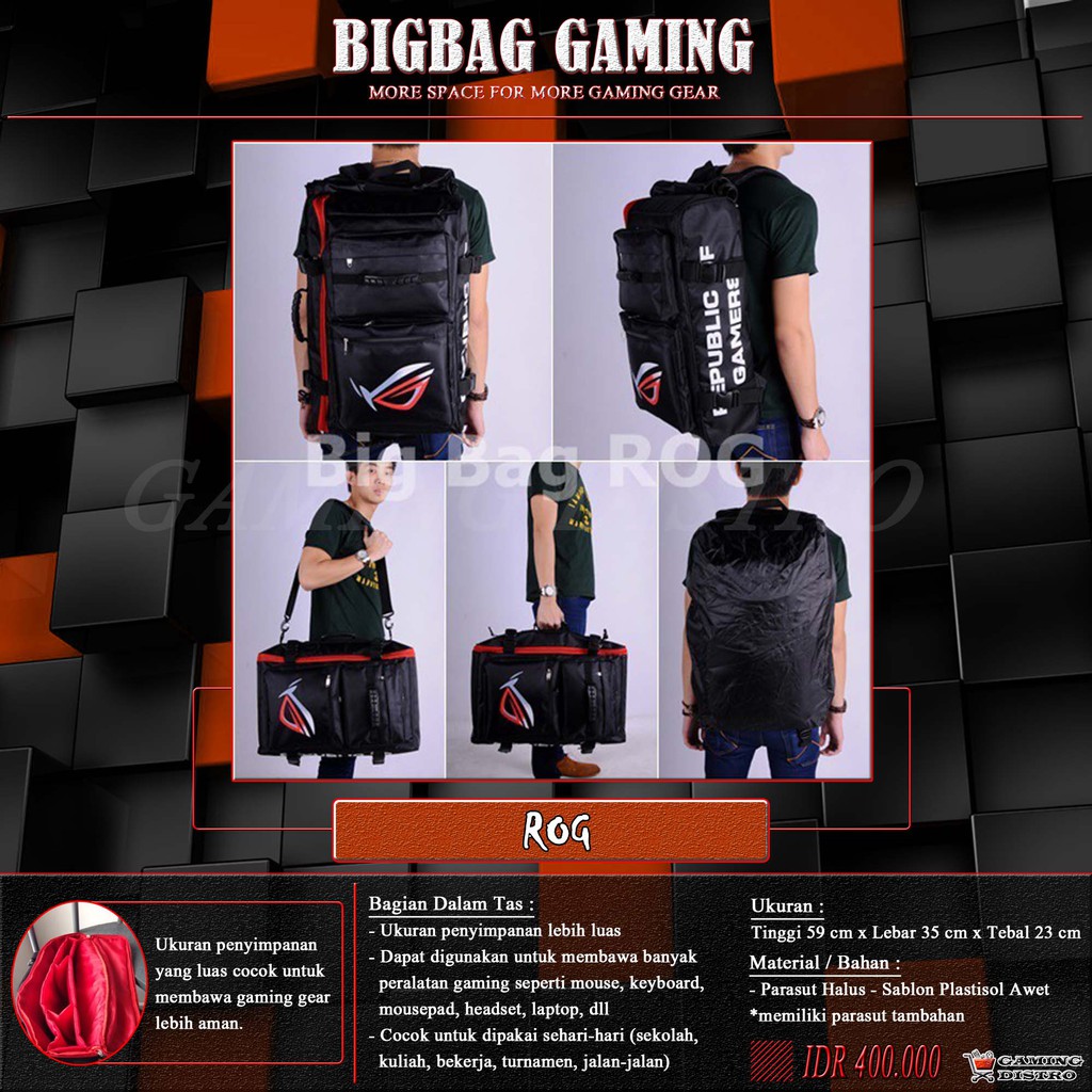 Jual Tas Gaming Bigbag ROG - Republic Of Gamers - Tas Laptop Ransel ...