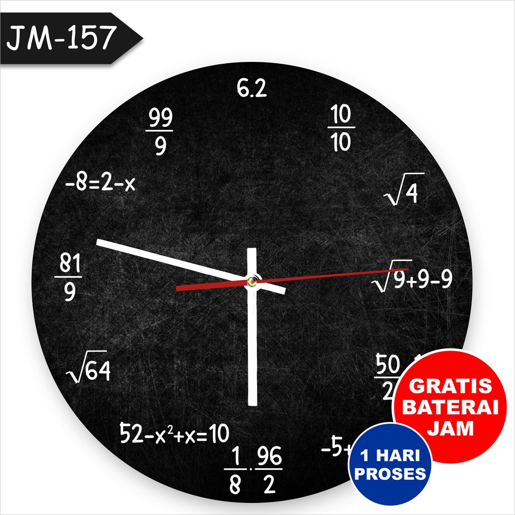 Jual Dekorasi Ruangan Kantor Rumah Jam Dinding Motif Rumus Matematika ...