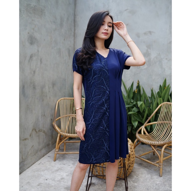 Jual LOVE ESCAPE Dress Scuba Brukat Wanita/Terusan Scuba Wanita Jumbo ...