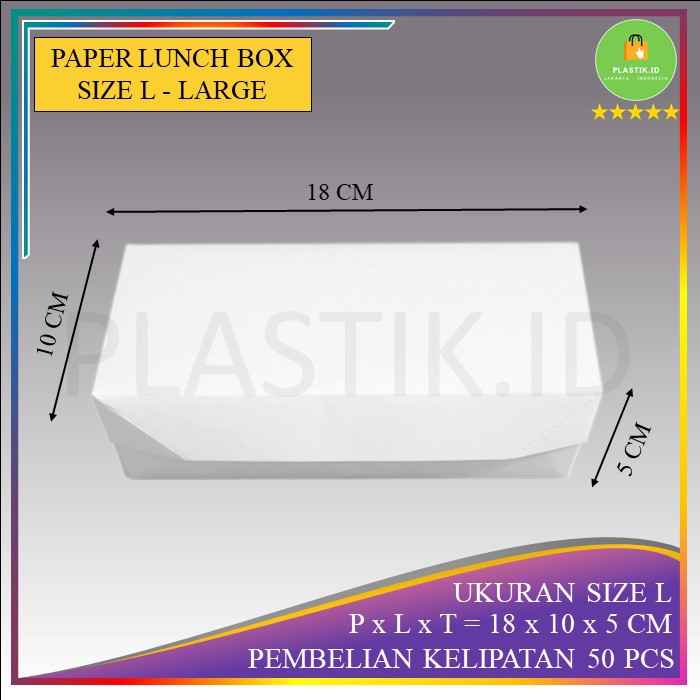 Jual PAPER LUNCH BOX SIZE L PUTIH POLOS KEMASAN KOTAK MAKANAN TAKE AWAY ...