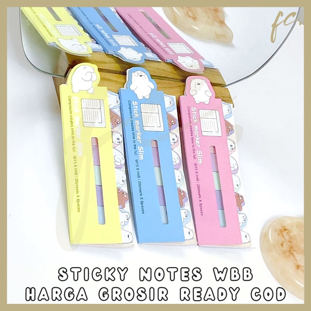 Jual Sticky Notes Memo Stick Marker Slim Pembatas Buku Wbb We Bare 7839